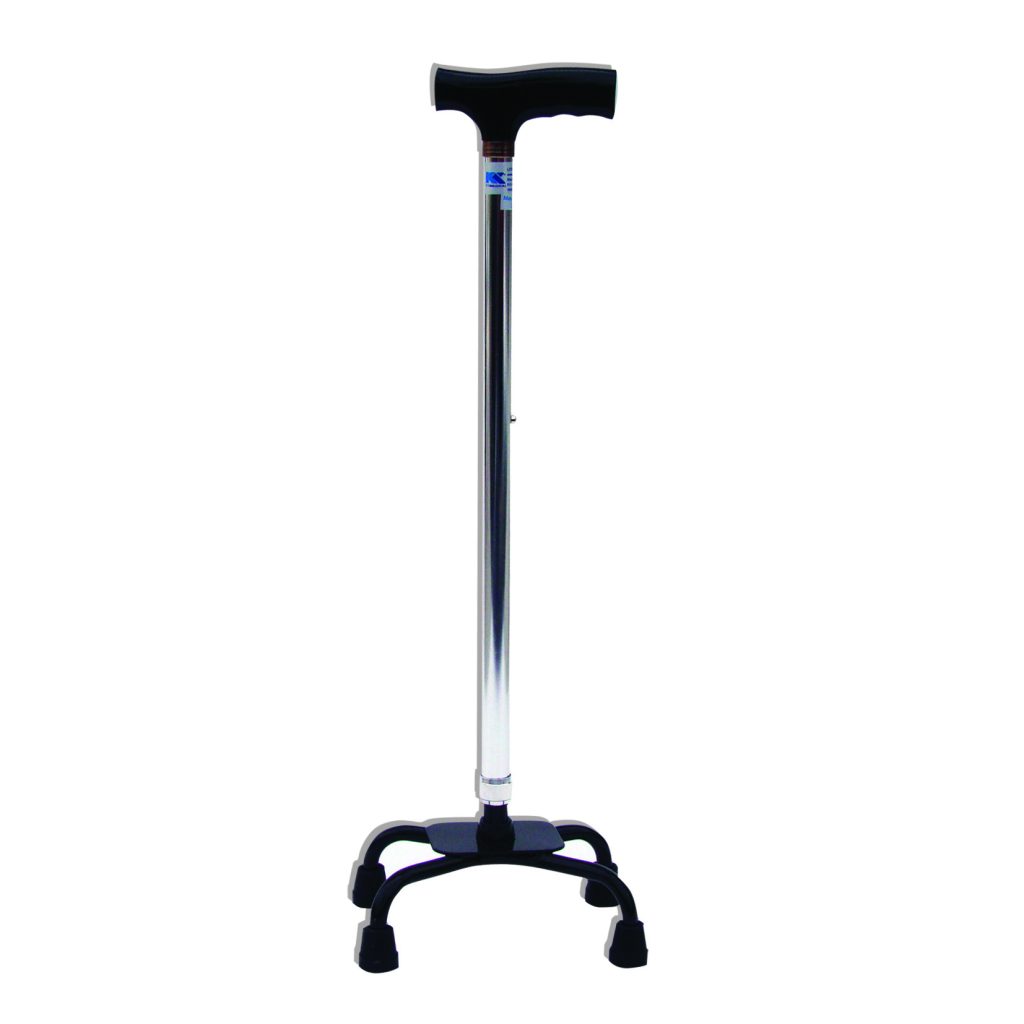 Bastón de 4 patas con base pequeña y agarradera acolchonada. – KXMEDICAL