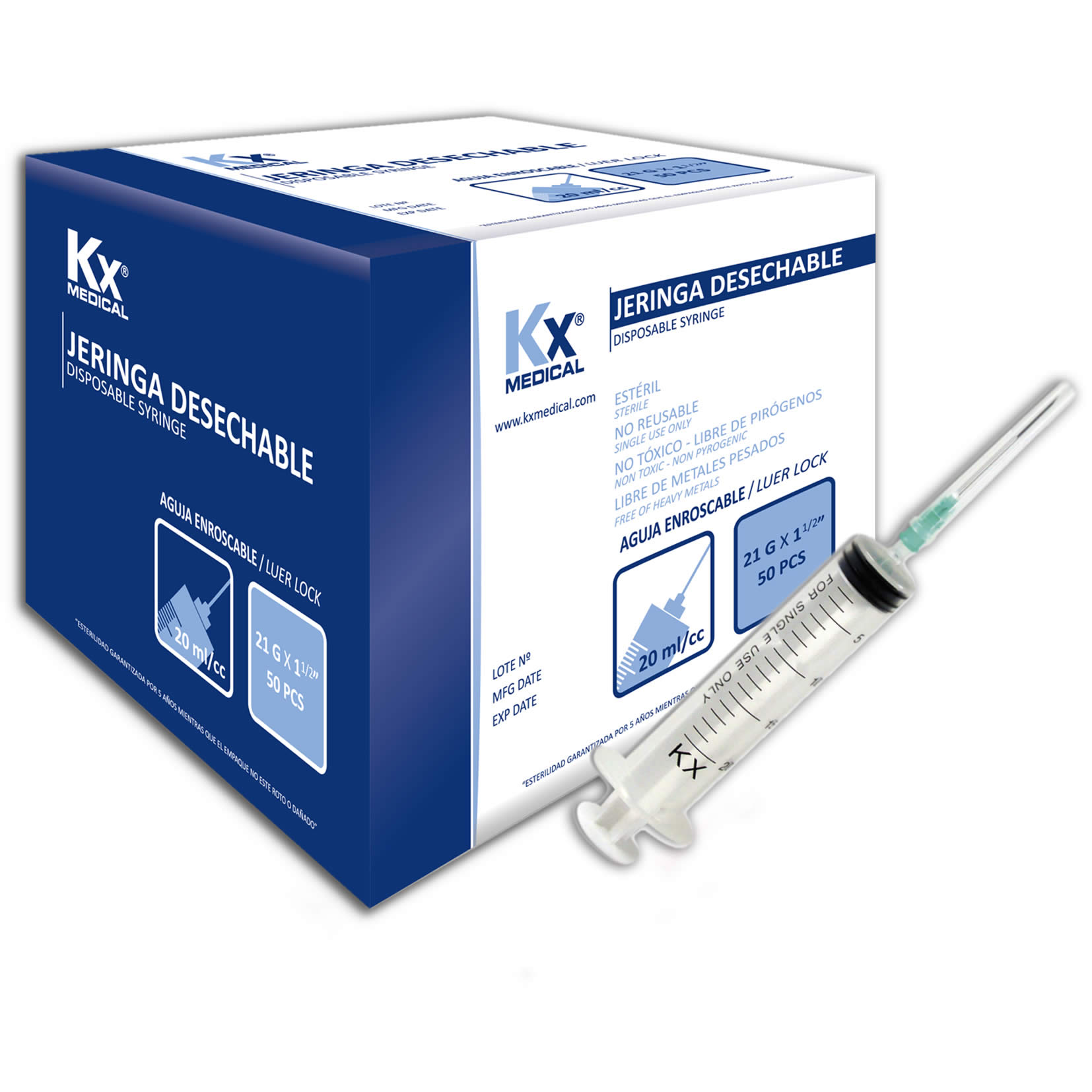 20 ml con Aguja 21 x 1 1/2 Enroscable – KXMEDICAL
